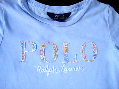 Polo Ralph Lauren Girl's Light Blue Shirt Floral Letters Size 6 | eBay