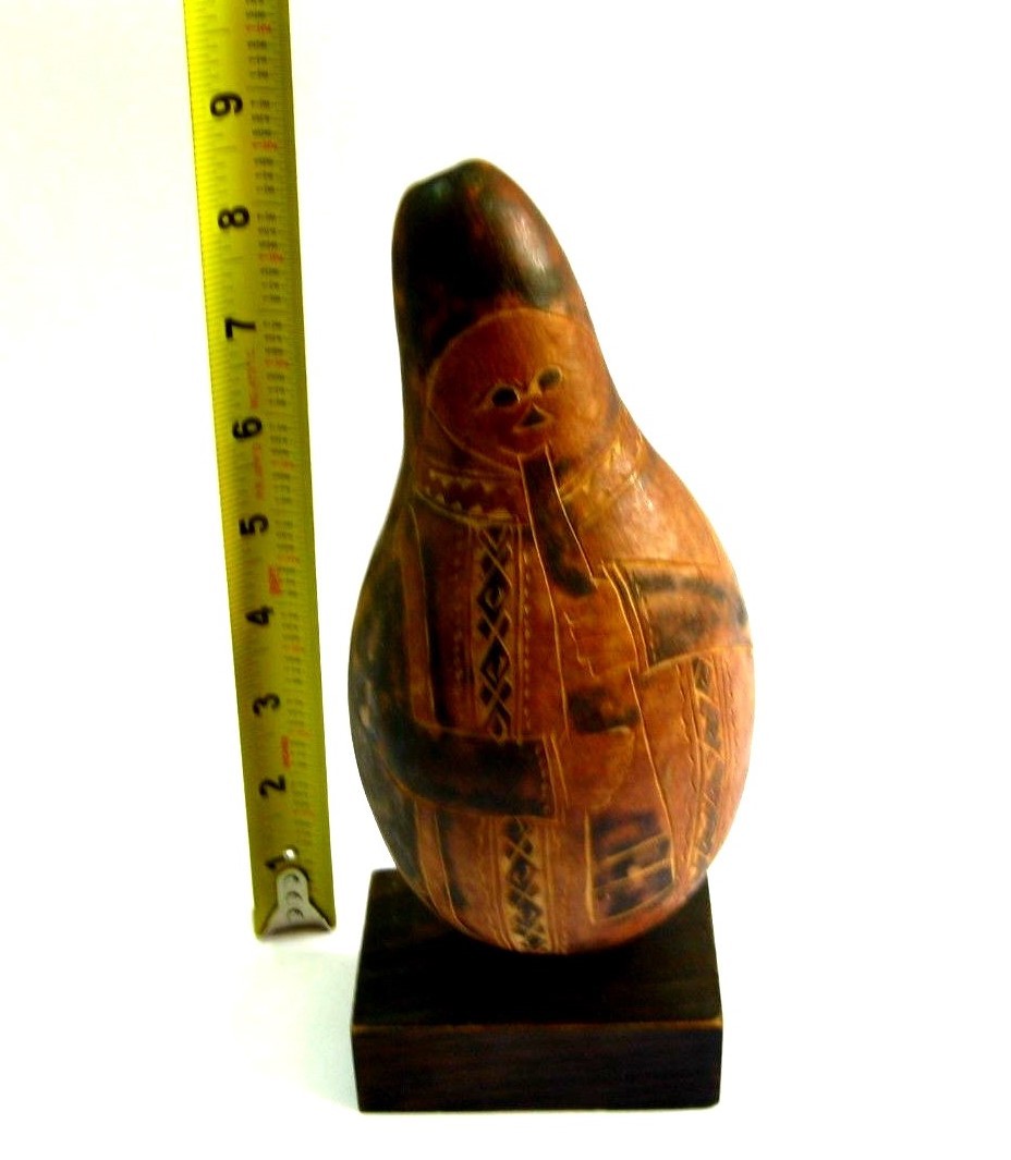 Vintage Peruvian Peru Hand Carved Folk Art Gourd Rattle Instrument | eBay