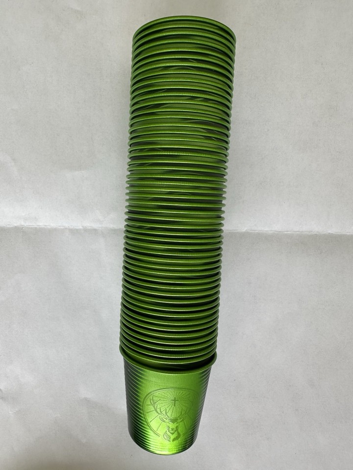 JAGERMEISTER COLOR CHANGING SHOT CUPS (50) GREEN ALUMINUM JAGER Brand ...