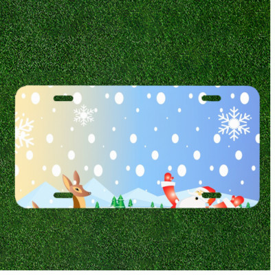 Creative License Plate Auto Tag With Raindeer Santa Claus And Snow ...