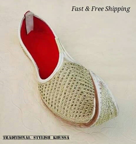 US 7-12 MEN HANDMADE LIGHT GOLDEN-CUT WORK TRADITIONAL BEADS WORK ...