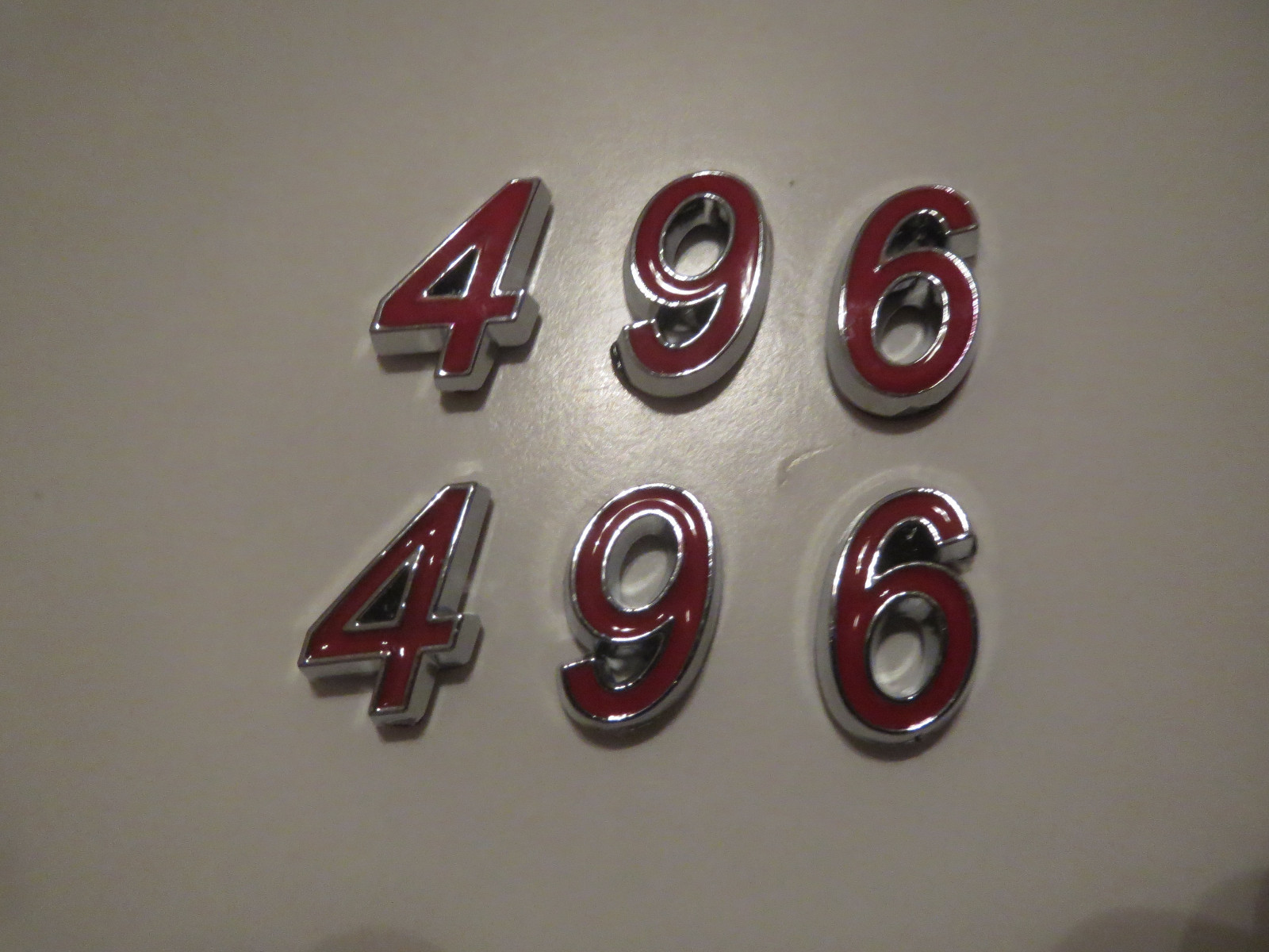 CHEVROLET 496 STROKER HOOD SCOOP FENDER TRUNK ENGINE ID EMBLEMS SET RED ...