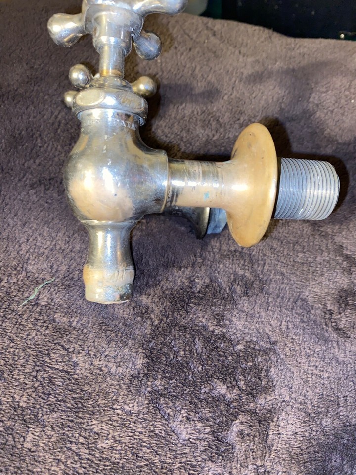 Antique Mueller hot cold faucet nickle salvage good antique cond claw ...