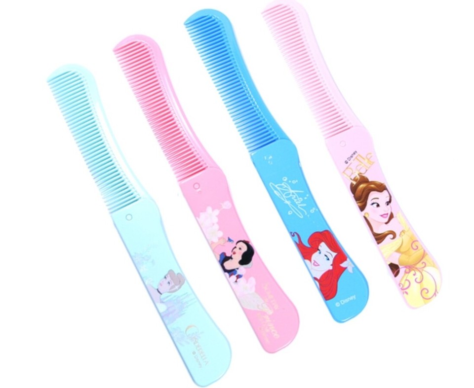 Disney PRINCESS Folding Hair Comb 4pcs Set Ariel Belle Cinderella Snow ...