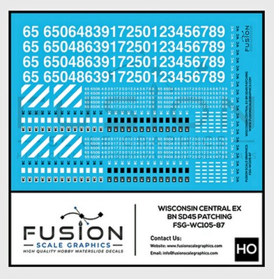 WISCONSIN CENTRAL EX BN EMD SD45 LOCOMOTIVE PATCHING HO DECAL SET ...