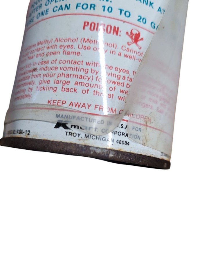 Kmart Gas Line Anti-freeze Metal Can 12 FL oz Unopened Advertising 57 ...