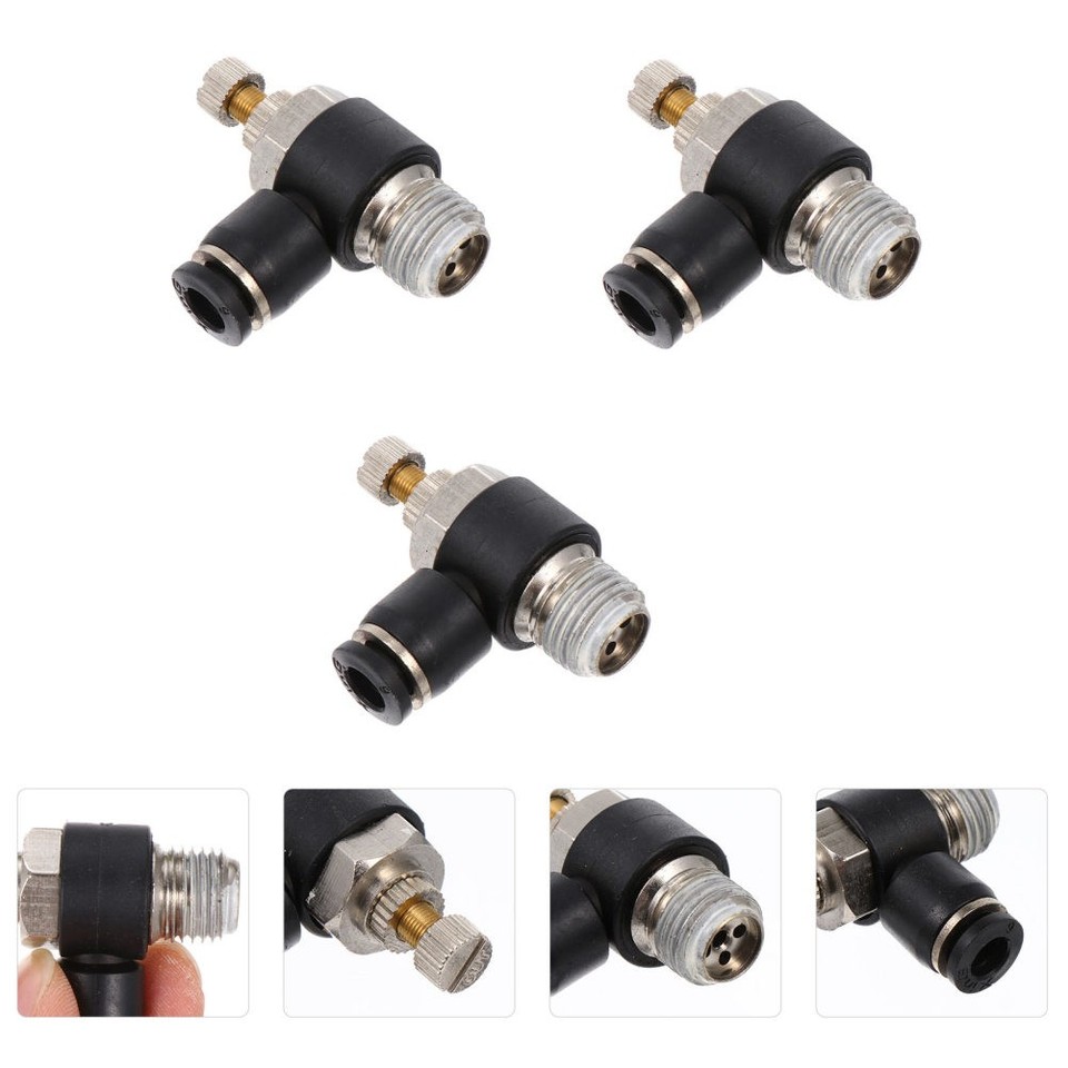 3Pcs Black Air Control Valves Pneumatic Adjusters for Flow Regulation ...