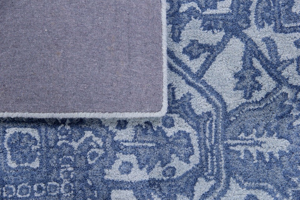 Floral Light Blue Oriental Oushak Hand-Tufted 100% Wool Area Rug Carpet ...