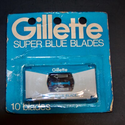NOS Gillette Super Blue Razor Blades Blister Pack Vintage 10 blades per ...