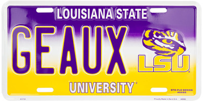 LSU TIGERS CAR TRUCK TAG PLATE GEAUX FOOTBALL SIGN LOUISIANA STATE ...