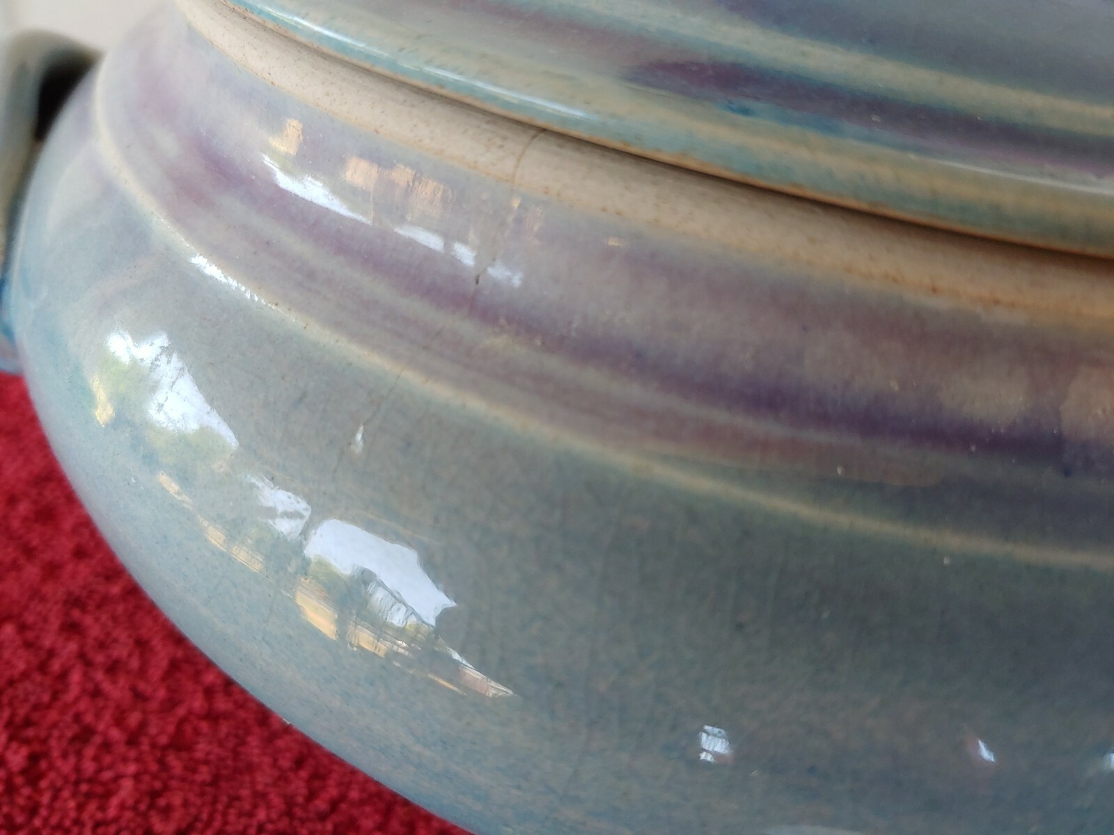 Randy Pearsall Art Pottery Dish W Lid Leaf print signed hand thrown ...
