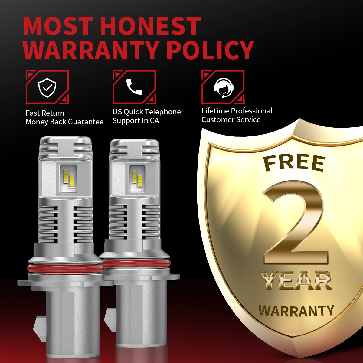 LASFIT 9007 HB5 LED Headlight High Low Beam Bulbs Conversion Kit 6000K ...