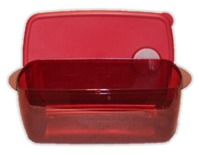 Tupperware Rock N Serve Rectangle Long Deep Vintage Jewel Ruby Red ...