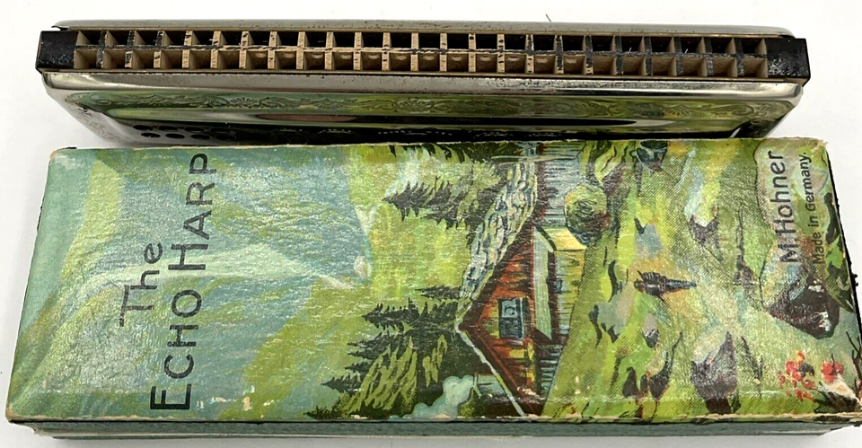 The Echo Harp Harmonica M. Hohner Bell Metal Reeds Made in Germany Key ...