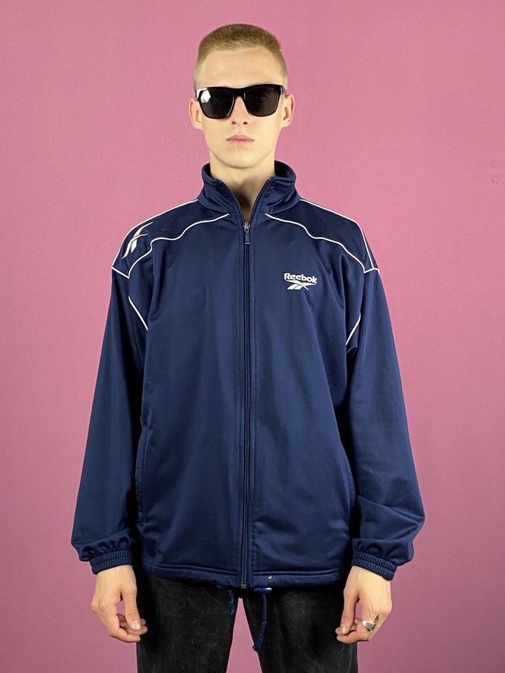 Reebok Vintage Men's Track Jacket - XS Navy Blue Polyester Retro Sport ...