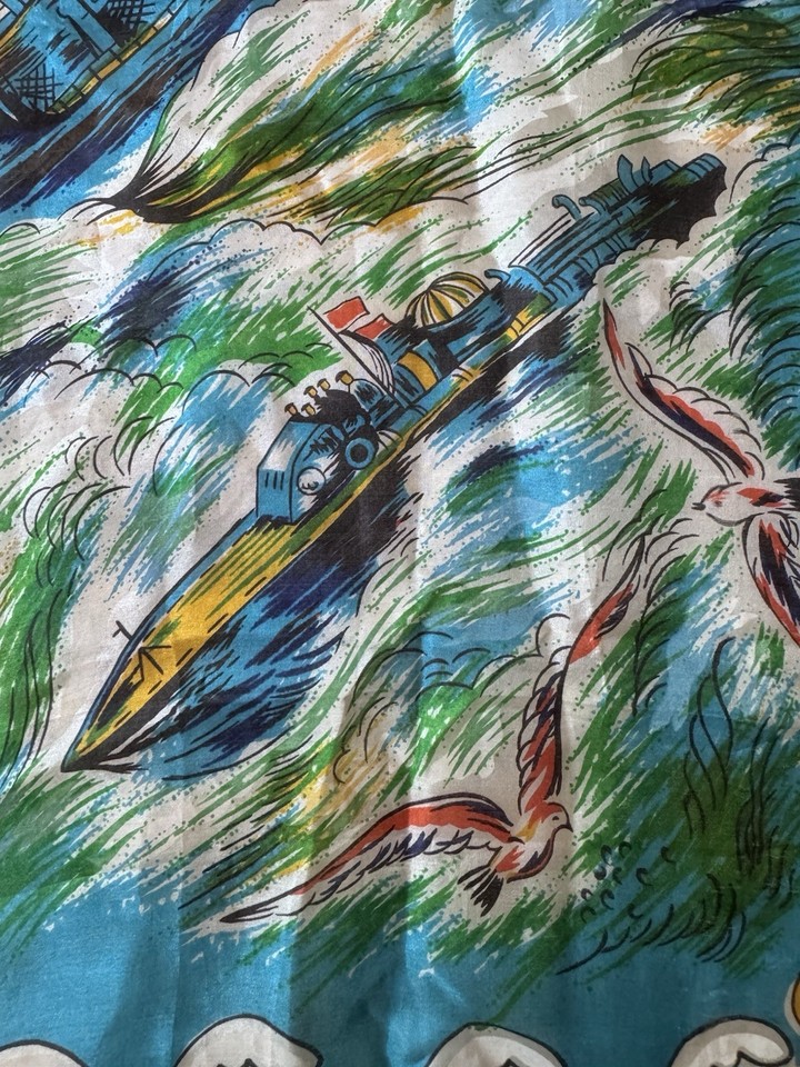 WWII USS Chilton APA-38 Souvenir Scarf Vtg Hand Rolled Silk Japan US ...