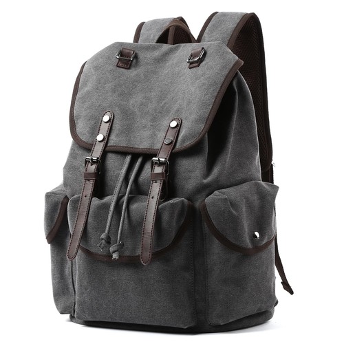 [Simradia] Canvas Backpack Flap Rucksack Men'S Women'S Large Capacity ...