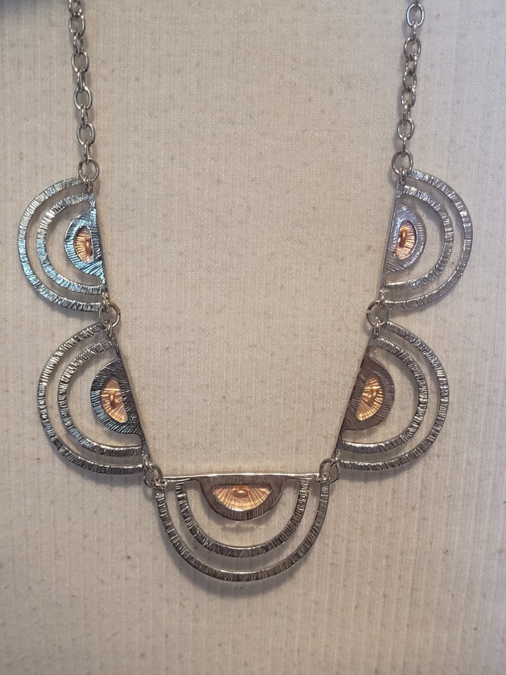 Silver / Rose Gold Coloured Scalloped Half Circle Chain Statement ...