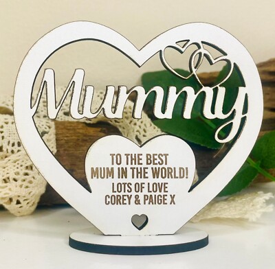 Personalised Mummy Plaque Gift For Mums Wooden Heart Birthday, Mothers ...