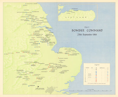 RAF Bomber Command airfields & HQs, 25th September 1944. World War Two ...