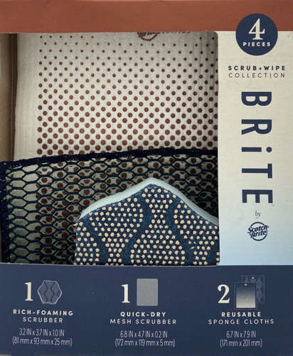 Scotch-Brite 3M Foam Mesh Scrubber Reusable 4 Quick Dry Non-Scratch ...