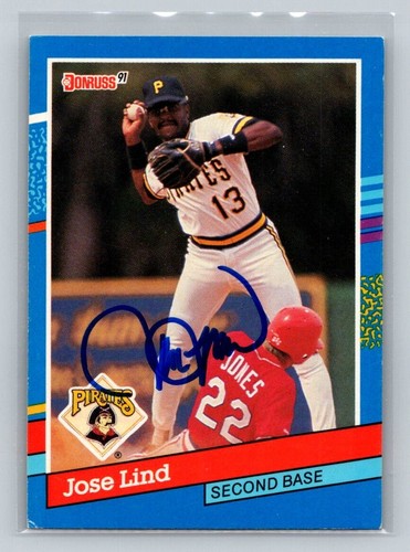 Jose Lind Autographed 1991 Donruss Pittsburgh Pirates Baseball Card #58 ...