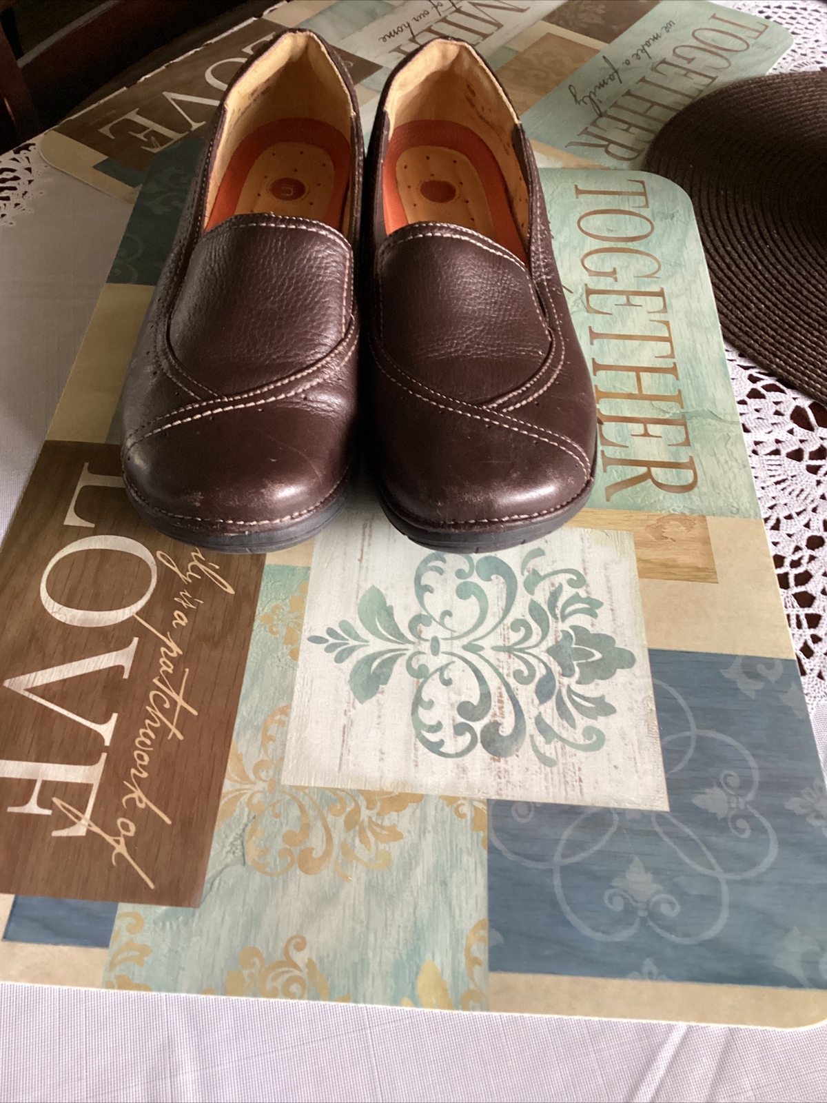 Clarks Structured Shoes Womens 7 M Casual Comfort Slip On Loafer Brown ...