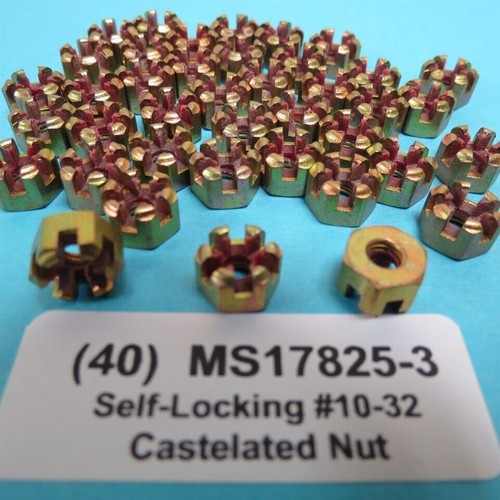 10-32 Self-Locking Castellated Nyloc Nuts MS17825-3 Cessna Piper ...