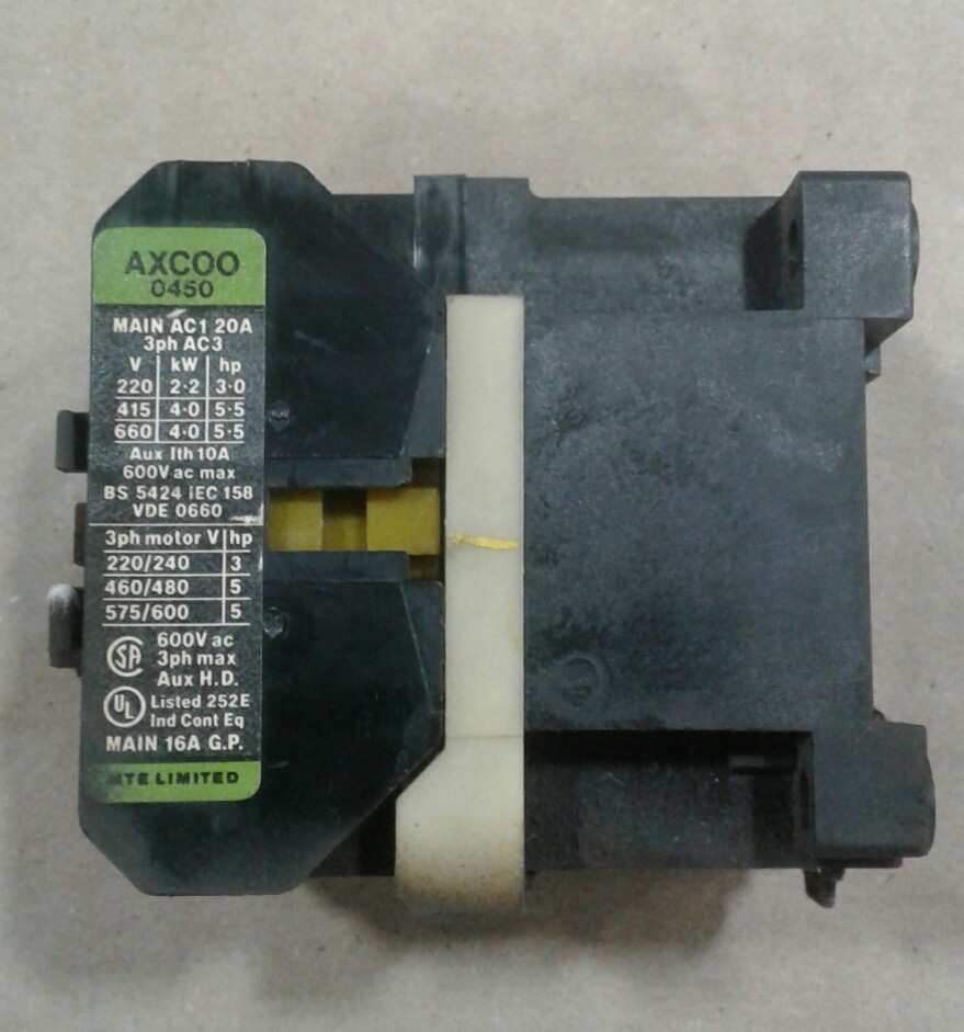 MTE Contactor AXCOO 0450 600VAC 3PH 20A 025V Coil #012D19 | eBay