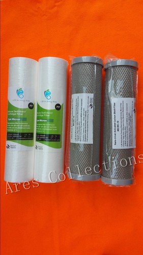 2 Sets 10"x2.5" 1uM Nano Silver Carbon Block Water Filters + 1uM ...