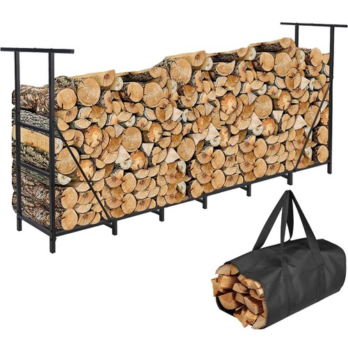 Honest 8ft Firewood Rack Outdoor Adjustable Indoor Wood Racks Outdoor ...