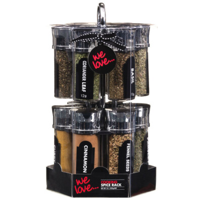 COOKING SPICE RACK STAND WITH 12 STORAGE JARS - INCLUDING SPICES ...