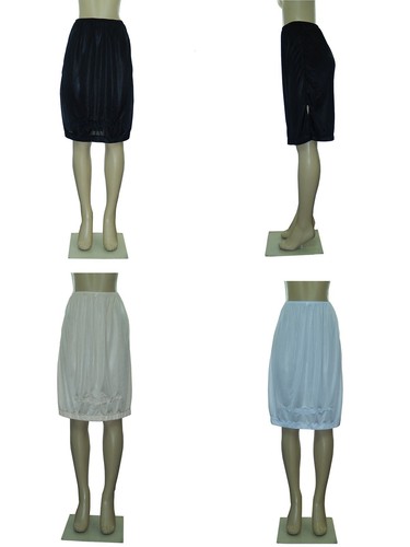 23" - 28" Women Plain Long Half Slip Ladies 100% Polyester Size S M L ...