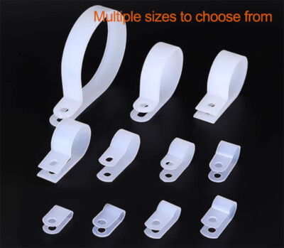 Plastic Fixed Cable Clamp R-type Wire Clamp Cable Clip White Nylon U ...