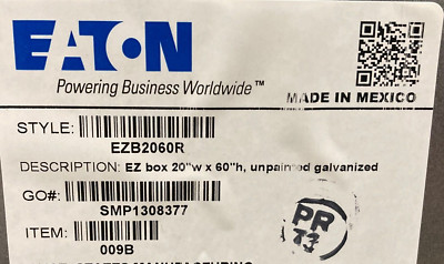 EATON EZB2060R Panelboard Can, 60" H x 20" W x 5-3/4" D, Galvanized ...