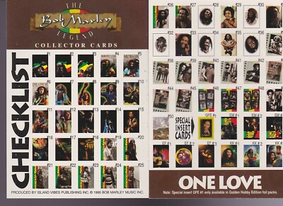 1995 BOB MARLEY THE LEGEND TRADING CARD CHECKLIST | eBay
