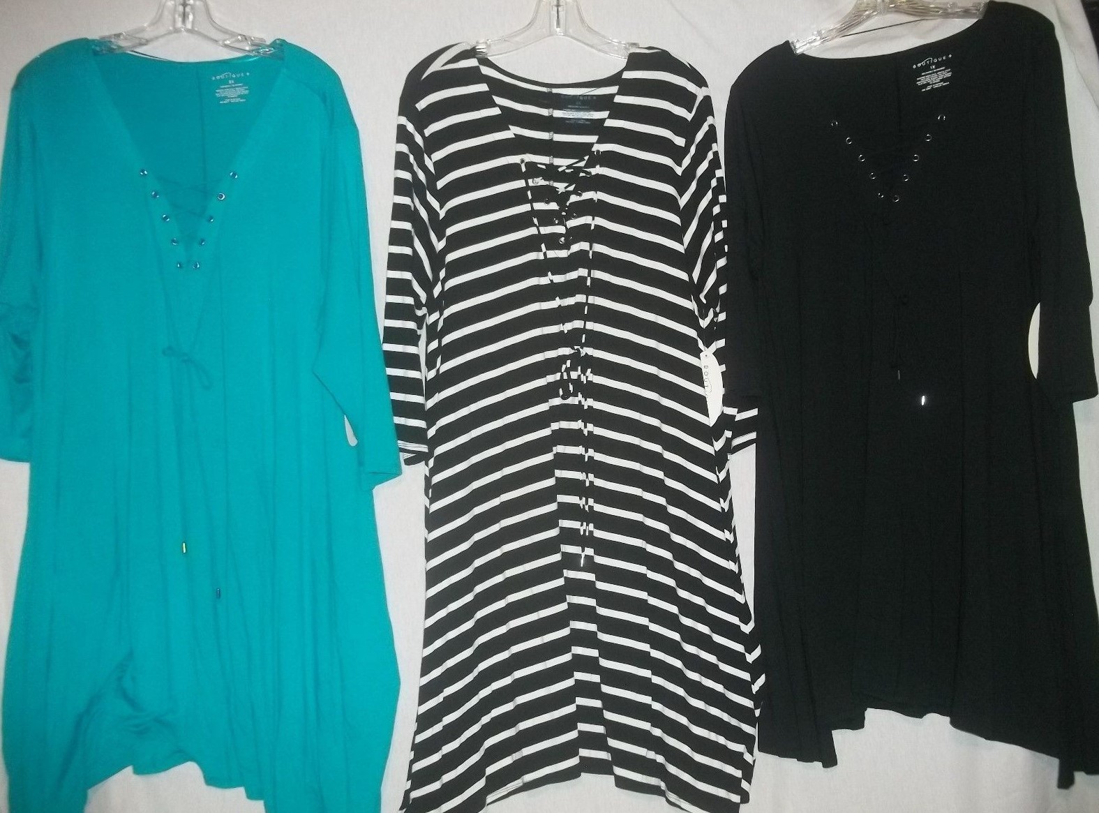 NEW BOUTIQUE WOMANS PLUS SIZE 0X 1X 2X 3X SWING DRESS W/LACE UP NECK& 3 ...