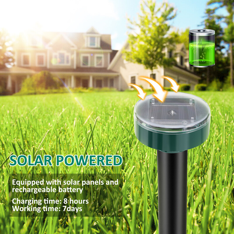 lot Solar Mole Repeller Ultrasonic Sonic Gopher Ground Stake Repellent ...
