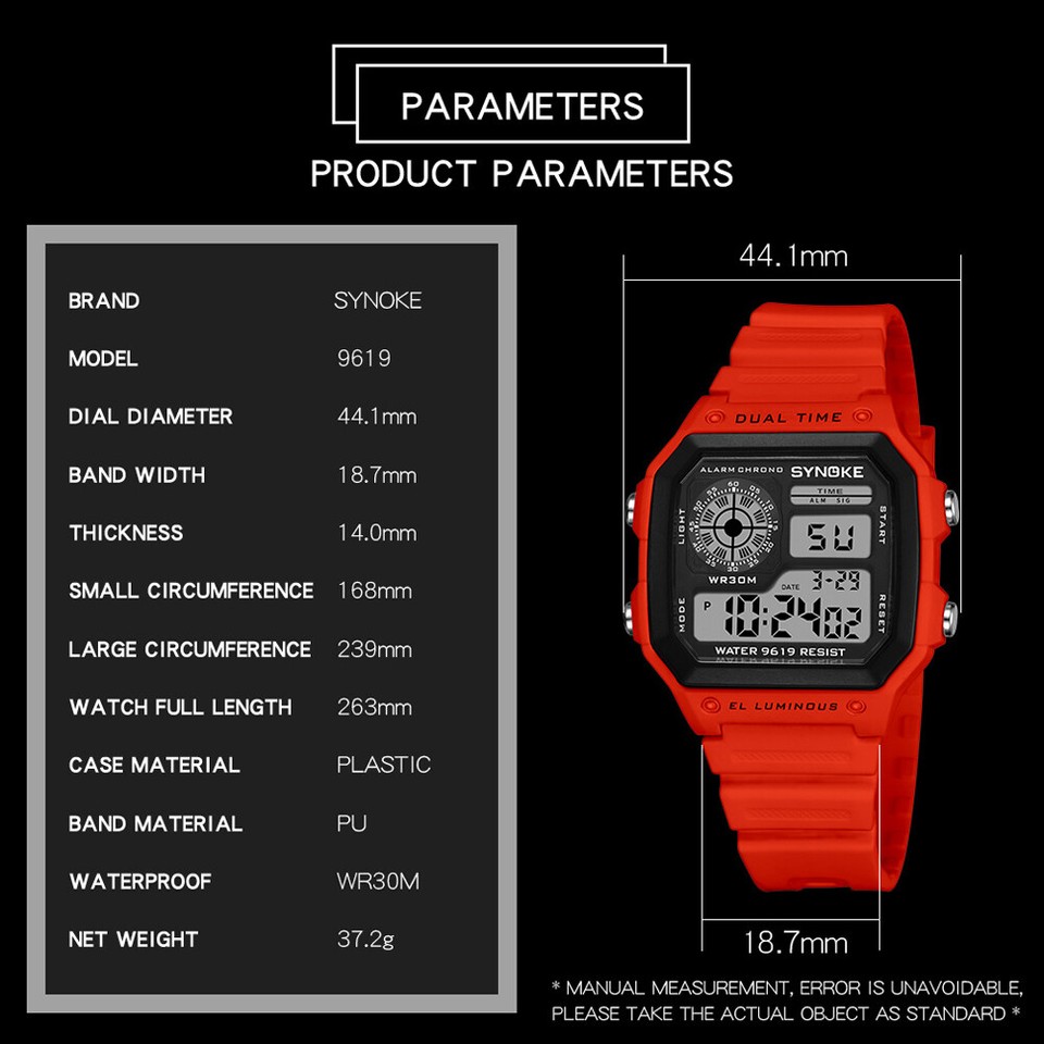 Men's Digital Multi-Function Watch Time Alarm Backlight Waterproof ...