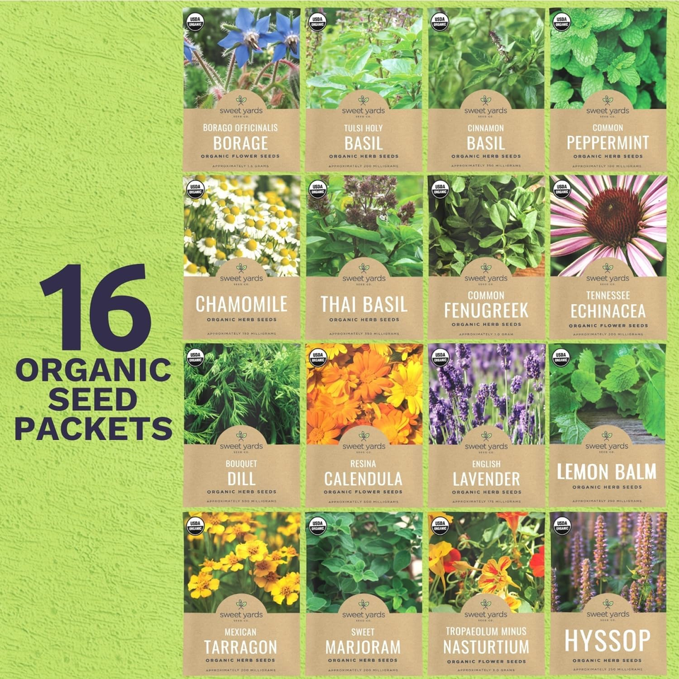 Organic Herbal Tea Seeds Variety Pack - 16 Individual Packs - 2026 ...