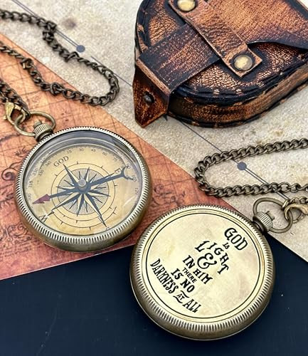 Engraved Pocket Compass - God is Light, Spiritual Gift for Men & Women ...
