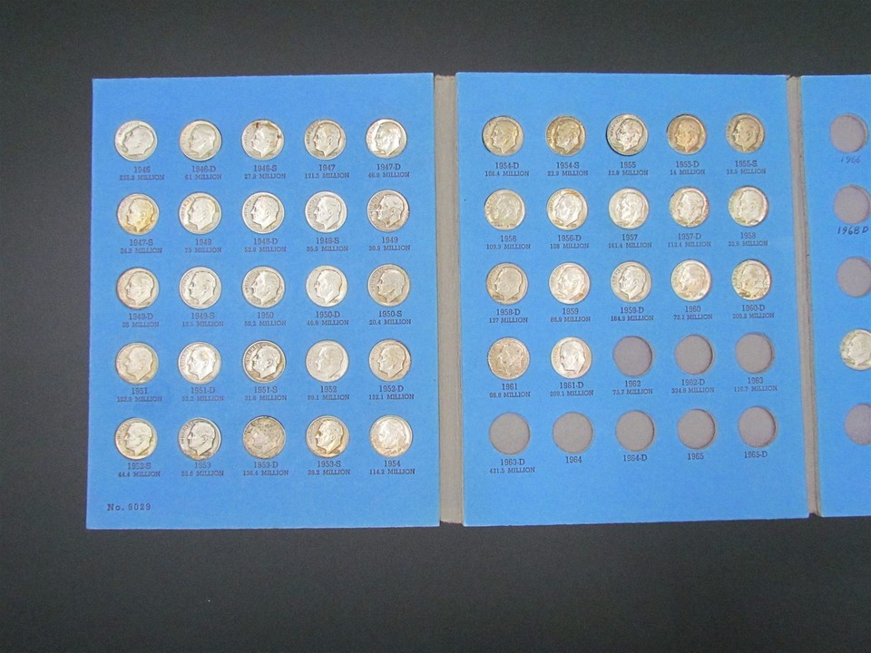 US ROOSEVELT 90% SILVER DIME COIN COLLECTION $10.10 FACE VALUE NO ...