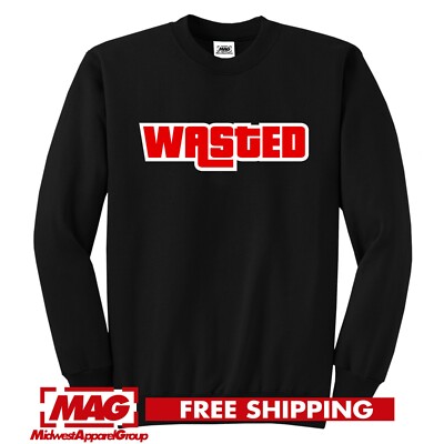 GTA WASTED 2C CREWNECK Grand Theft Auto Gaming Funny Videogame ...