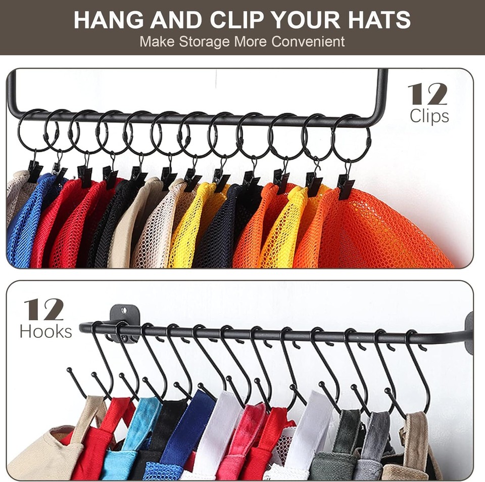 HYDERMUS Hat Rack/ Holder for Wall with Shelf 24 Metal weathered walnut ...