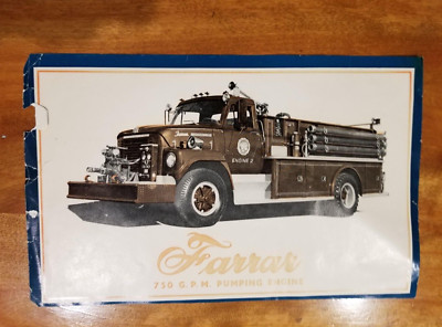 Farrar 750 GPM Pumping Engine Fire-Engine Picture 11.5 x 7.25 inches | eBay