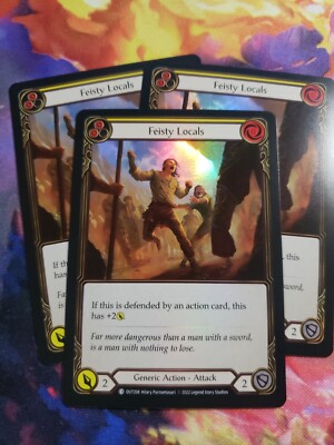 3x Feisty Locals Yellow Rainbow Foil Playset Outsiders Flesh and Blood ...