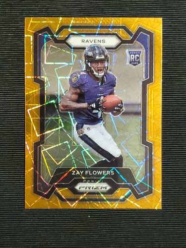 Zay Flowers #307 Orange Lazer Rookie Card 2023 Panini Prizm Football ...