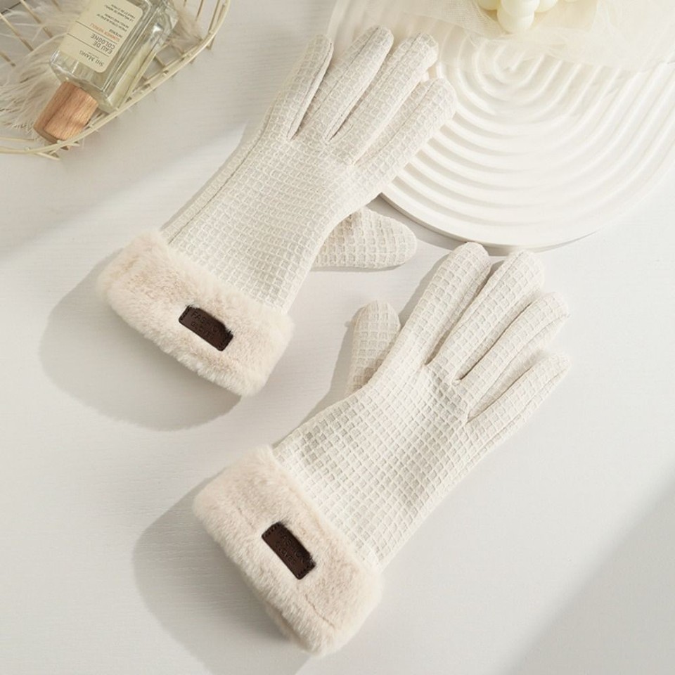 Cold-proof Rabbit Hair Gloves Pure Color Female Waffle Glove Men | eBay ...