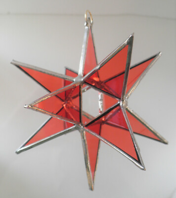 3D Star Leadlight stained glass watermelon pink decoration handmade in ...