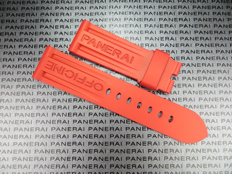 24mm Authentic PANERAI Genuine Rubber Strap Red Diver Watch Band Tang ...